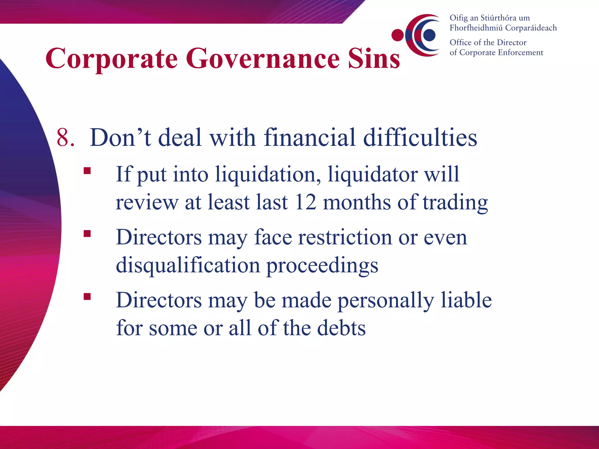 10 most common corporate governance sins, and how to avoid them | PPT
