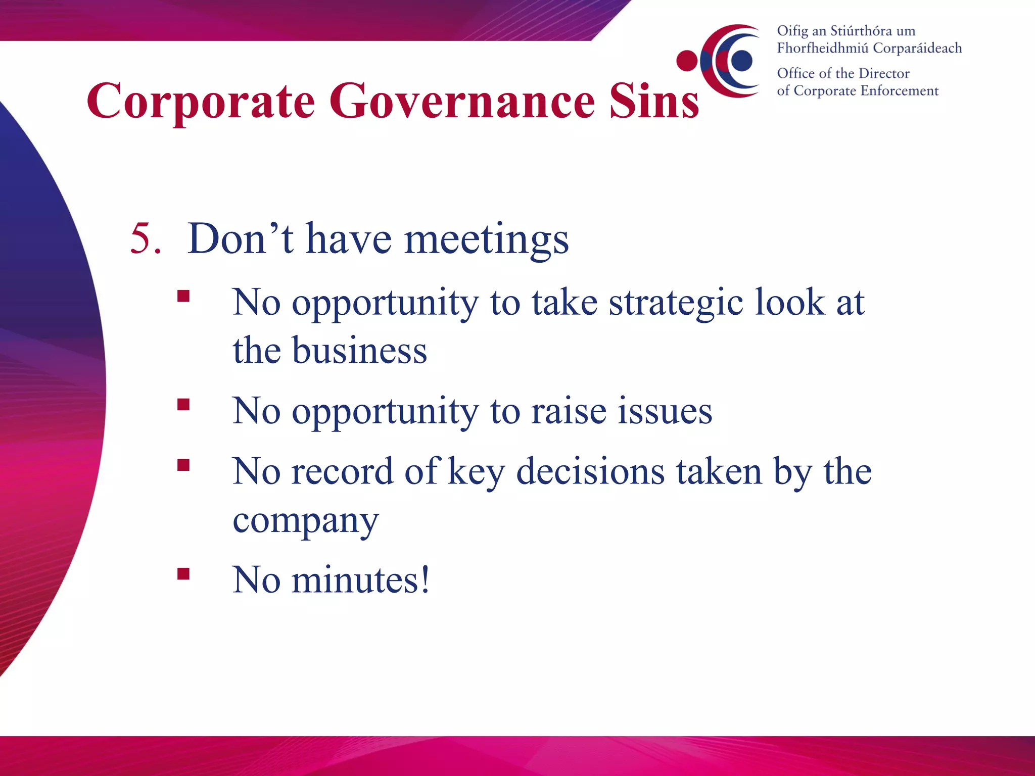 10 most common corporate governance sins, and how to avoid them | PPT