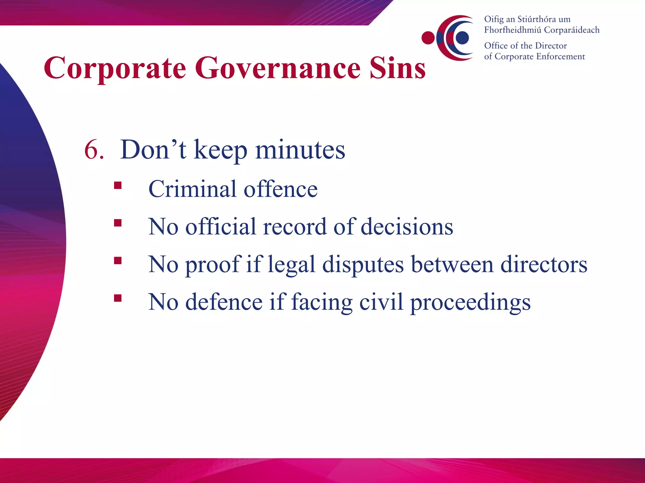 10 most common corporate governance sins, and how to avoid them | PPT