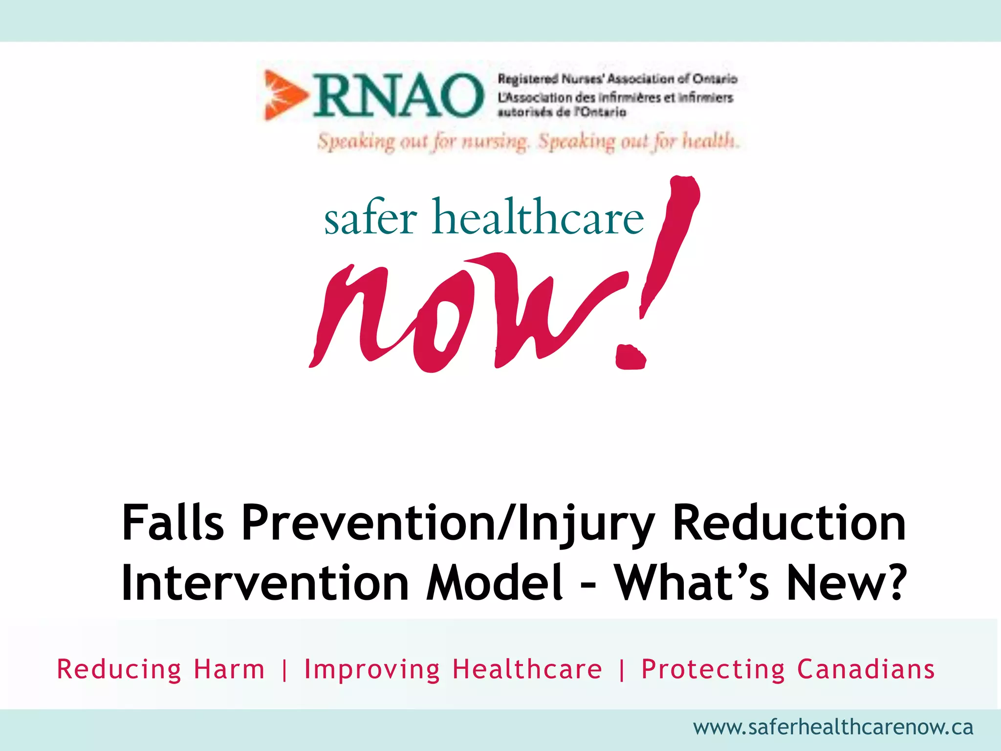 Falls Prevention/Injury Reduction Getting Started Kit – 2nd Edition – What’s New in Fall Best ...