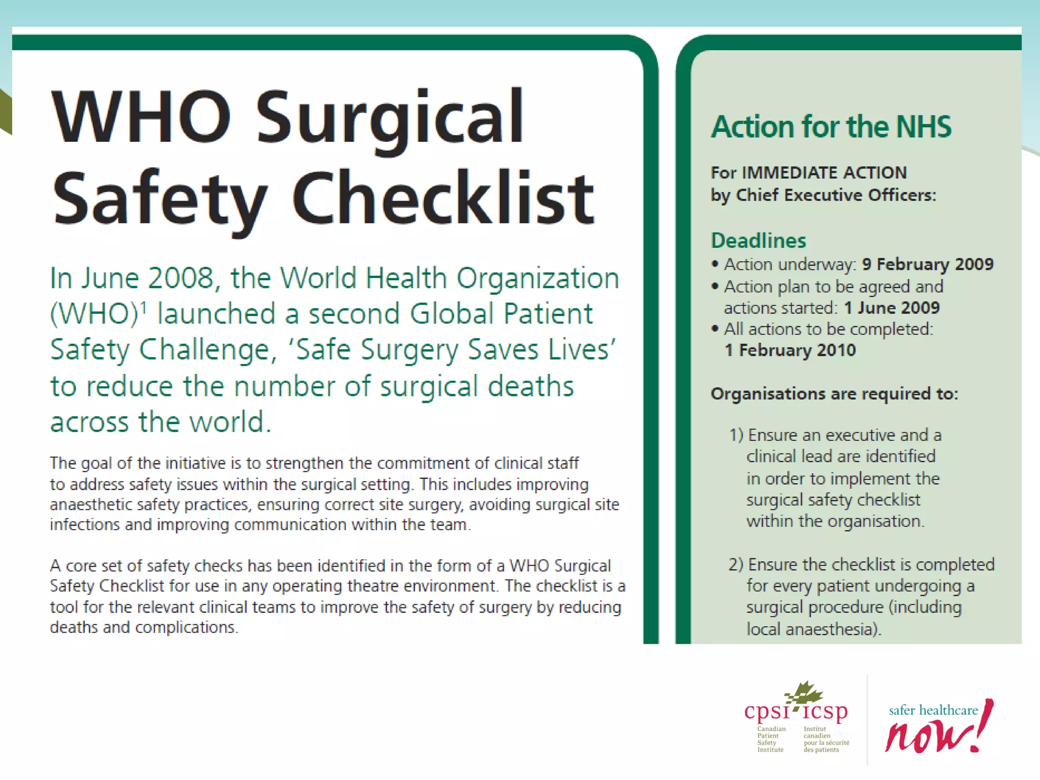 The Surgical Safety Checklist; Rhetoric….or are we making a difference ...