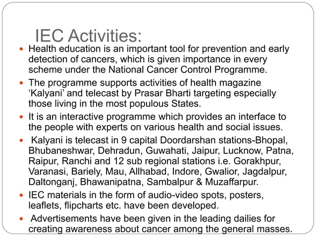 National cancer control programme | PPTX | Cancer | Diseases and Conditions