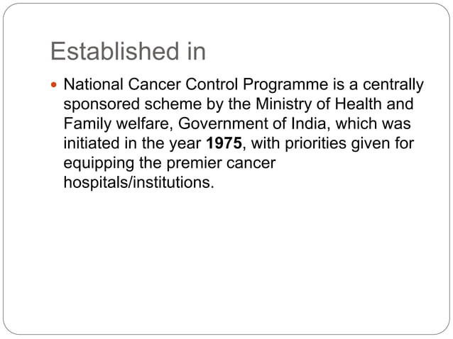 National cancer control programme | PPTX | Cancer | Diseases and Conditions