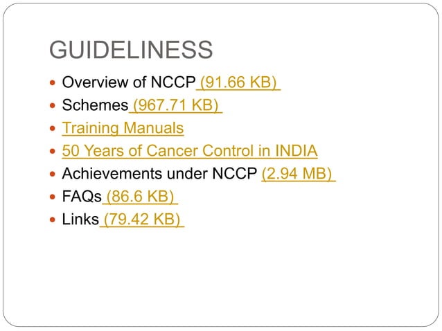 National cancer control programme | PPTX | Cancer | Diseases and Conditions