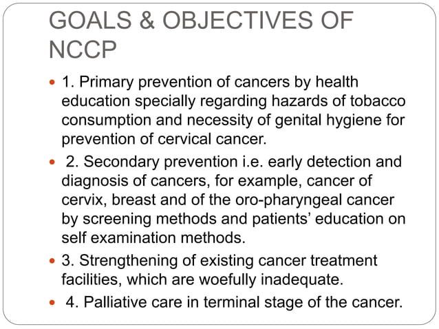 National cancer control programme | PPTX | Cancer | Diseases and Conditions