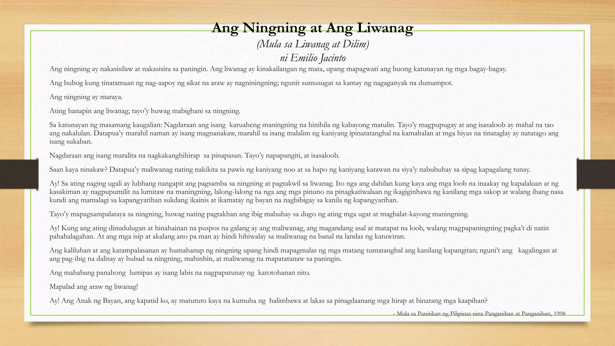 National Capital Region Philippines Literature | PPTX