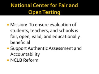 Fair And Open Testing | PPTX | Standardized Testing | Educational ...