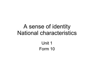 National Characteristics | PPT