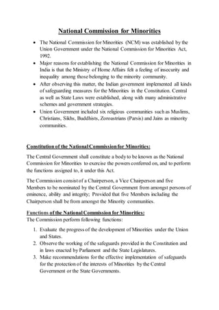 National commission for minorities | DOCX