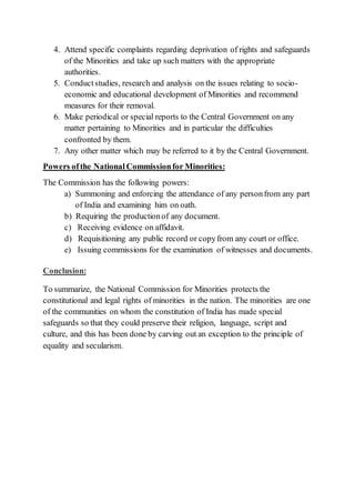 National commission for minorities | DOCX