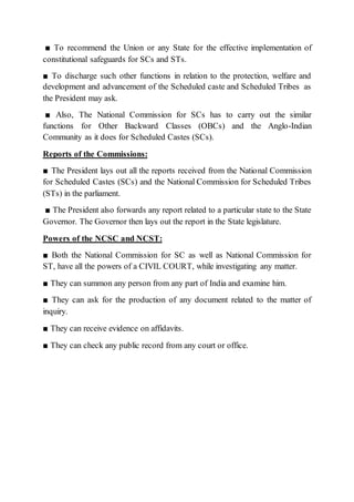 National commission for SCs and National commission for STs | DOCX