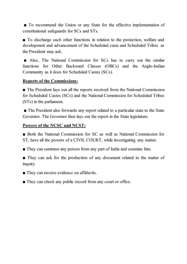 National commission for SCs and National commission for STs | DOCX