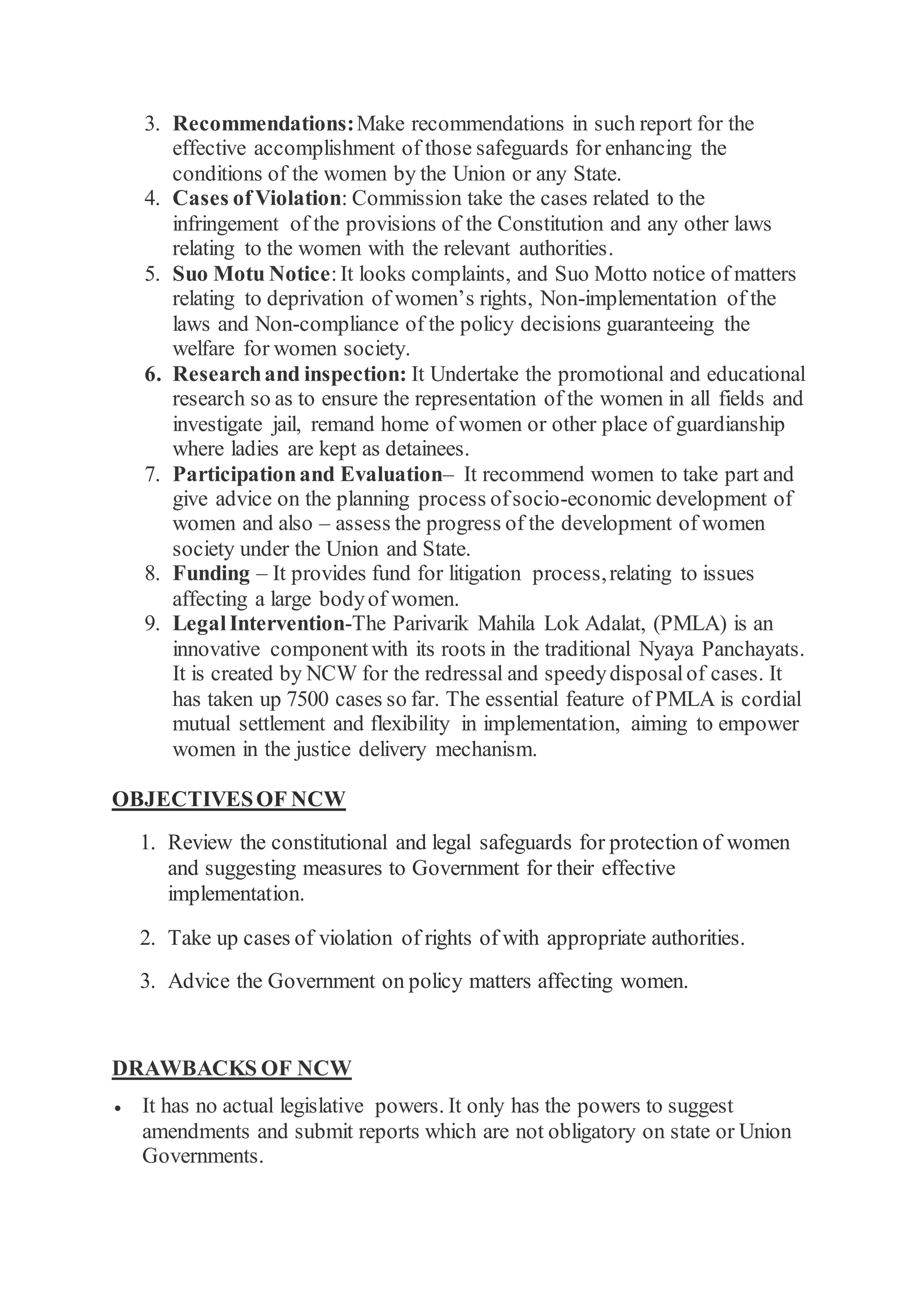 National commission for women | DOCX