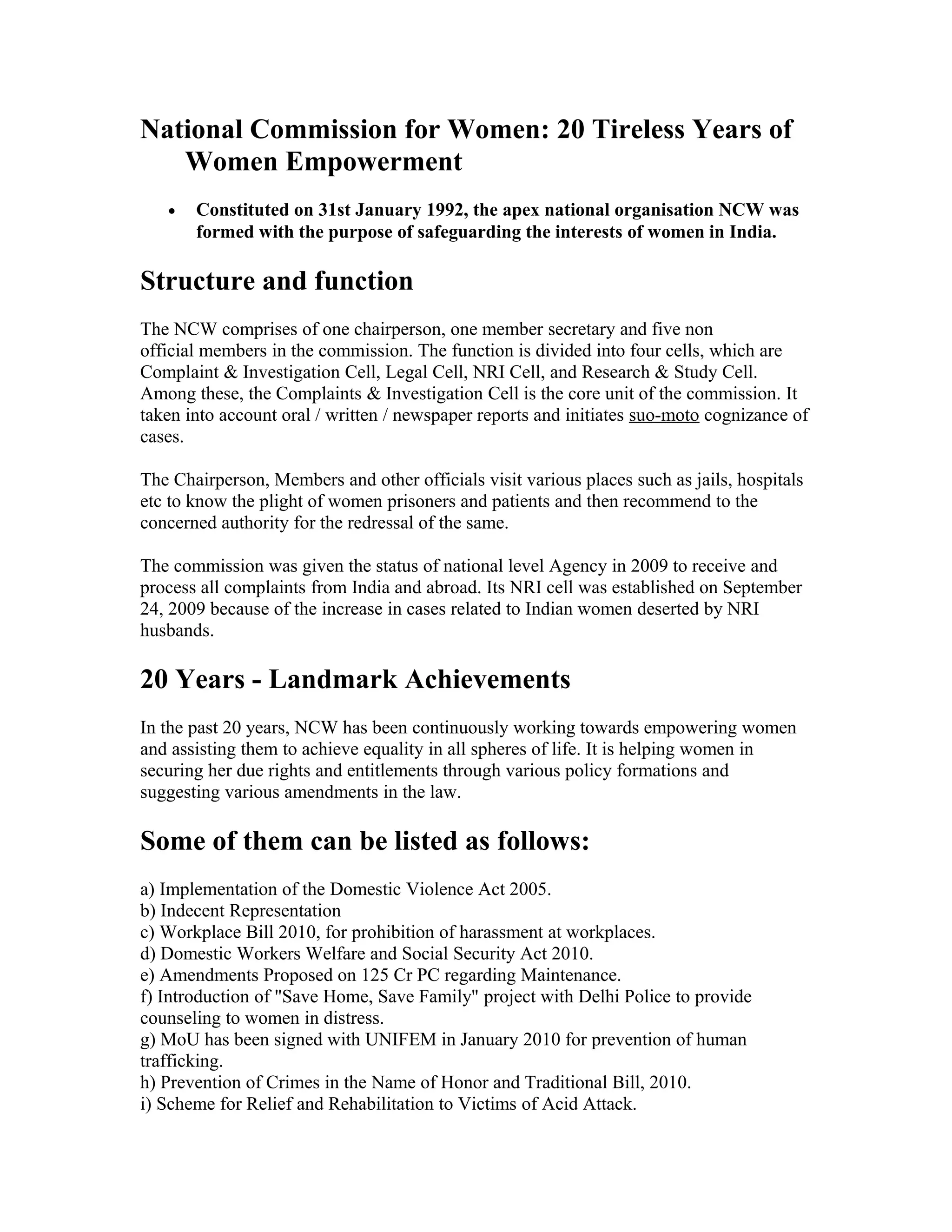 National commission for women 20 tireless years of women empowerment by ...