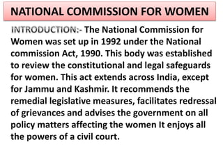 National commission for women ppt by Aman Arora | PPTX