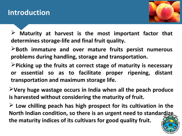 Maturity indices of Peach | PPT | Chemistry | Science