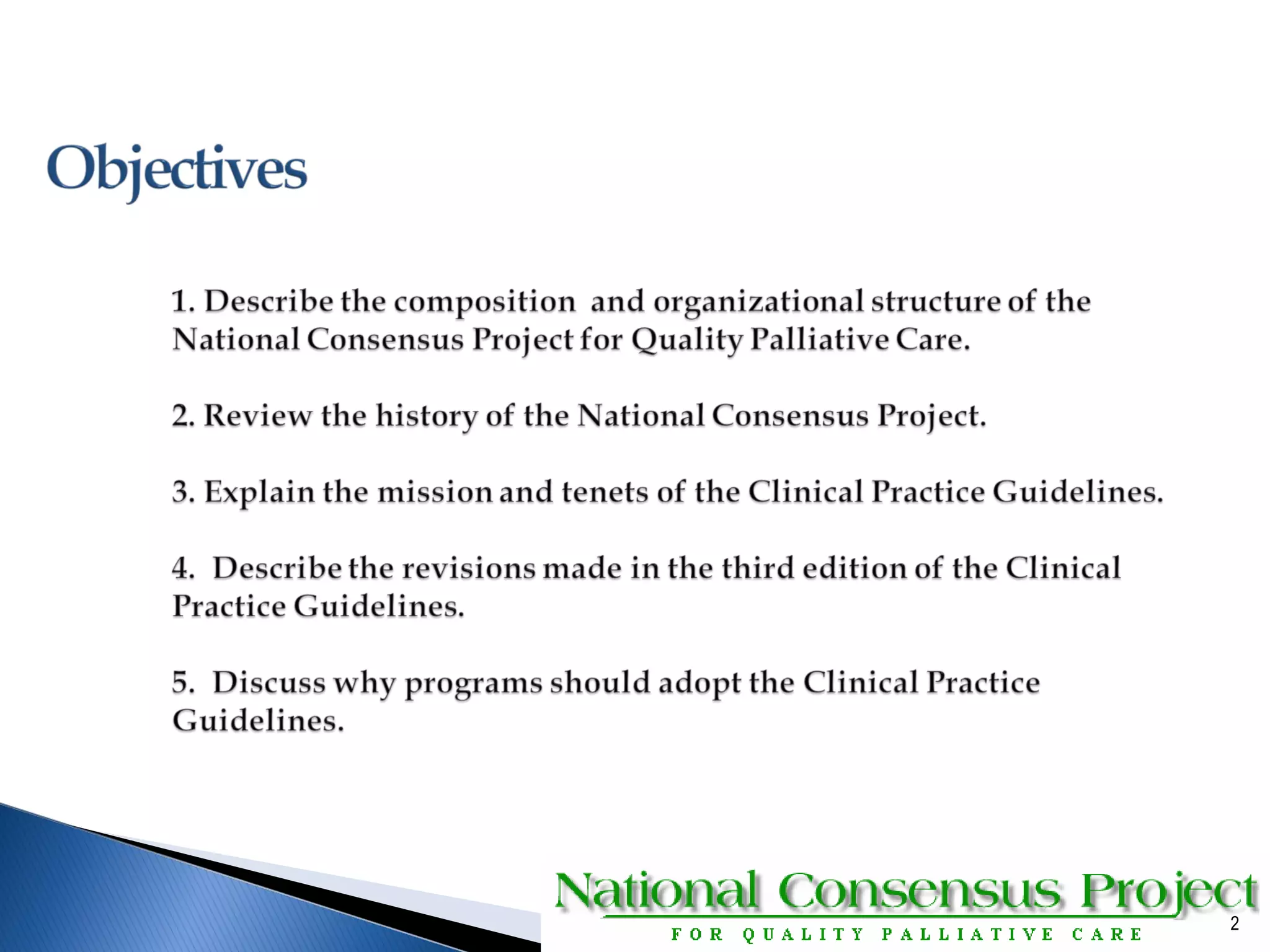 National Consensus Project Clinical Practice Guidelines Dissemination | PPT
