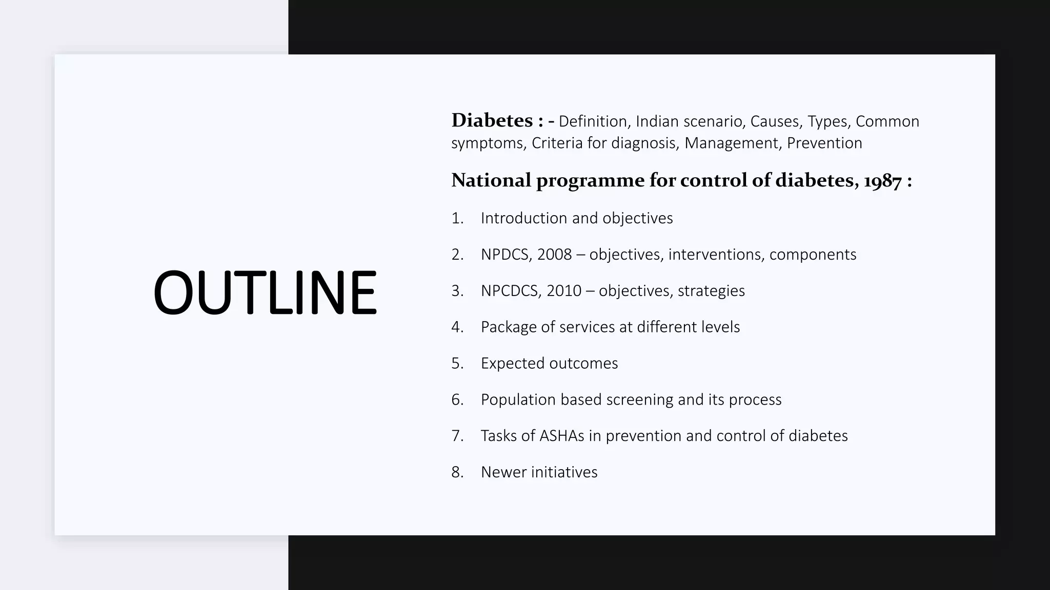 National control programme for diabetes | PPTX