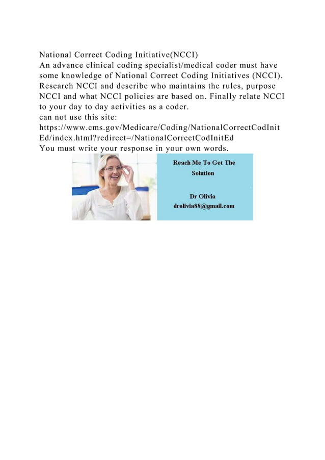 National Correct Coding Initiative Ncci An Advance Clinical Coding Docx