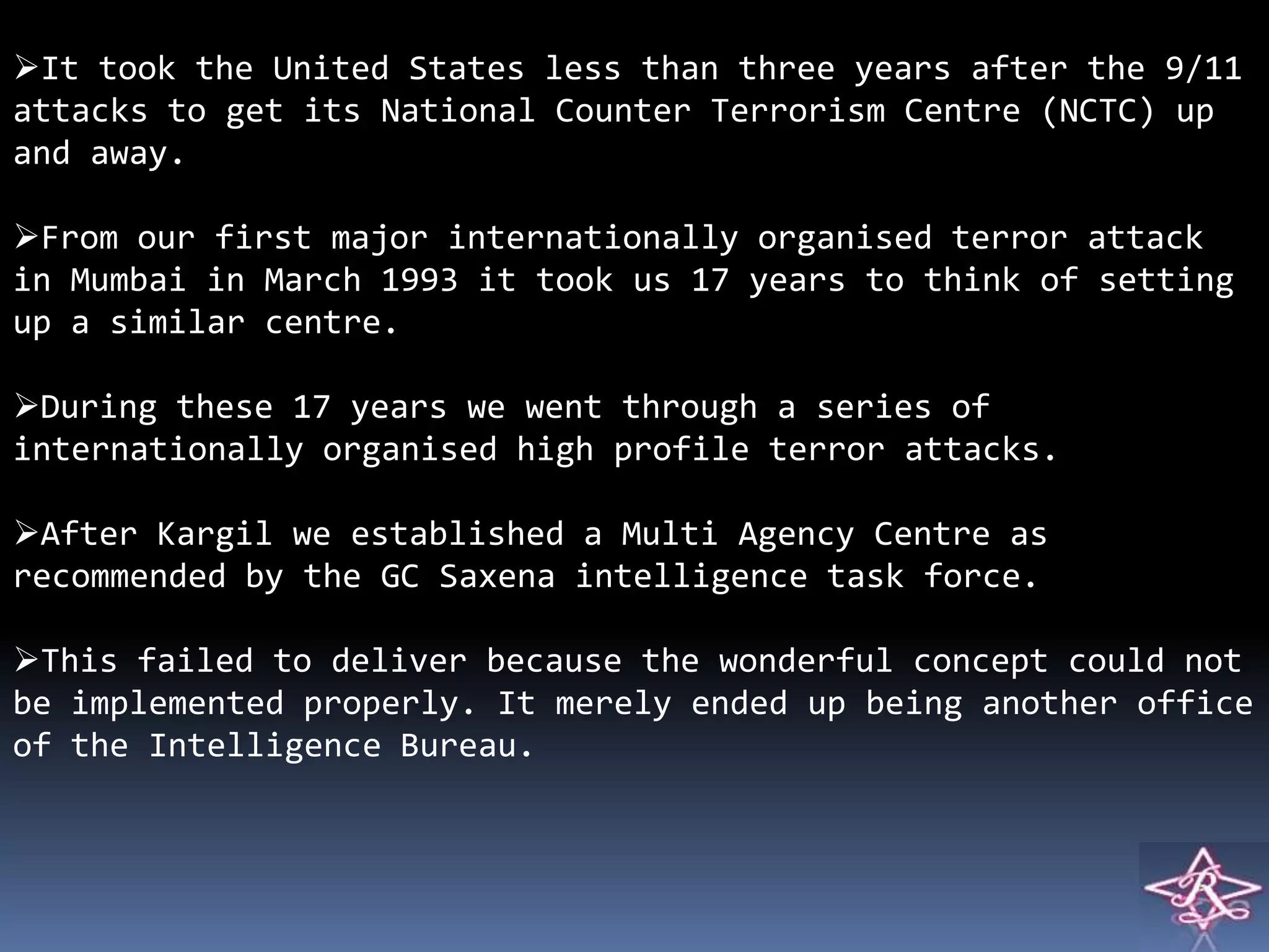 National counter terrorism centre | PPSX