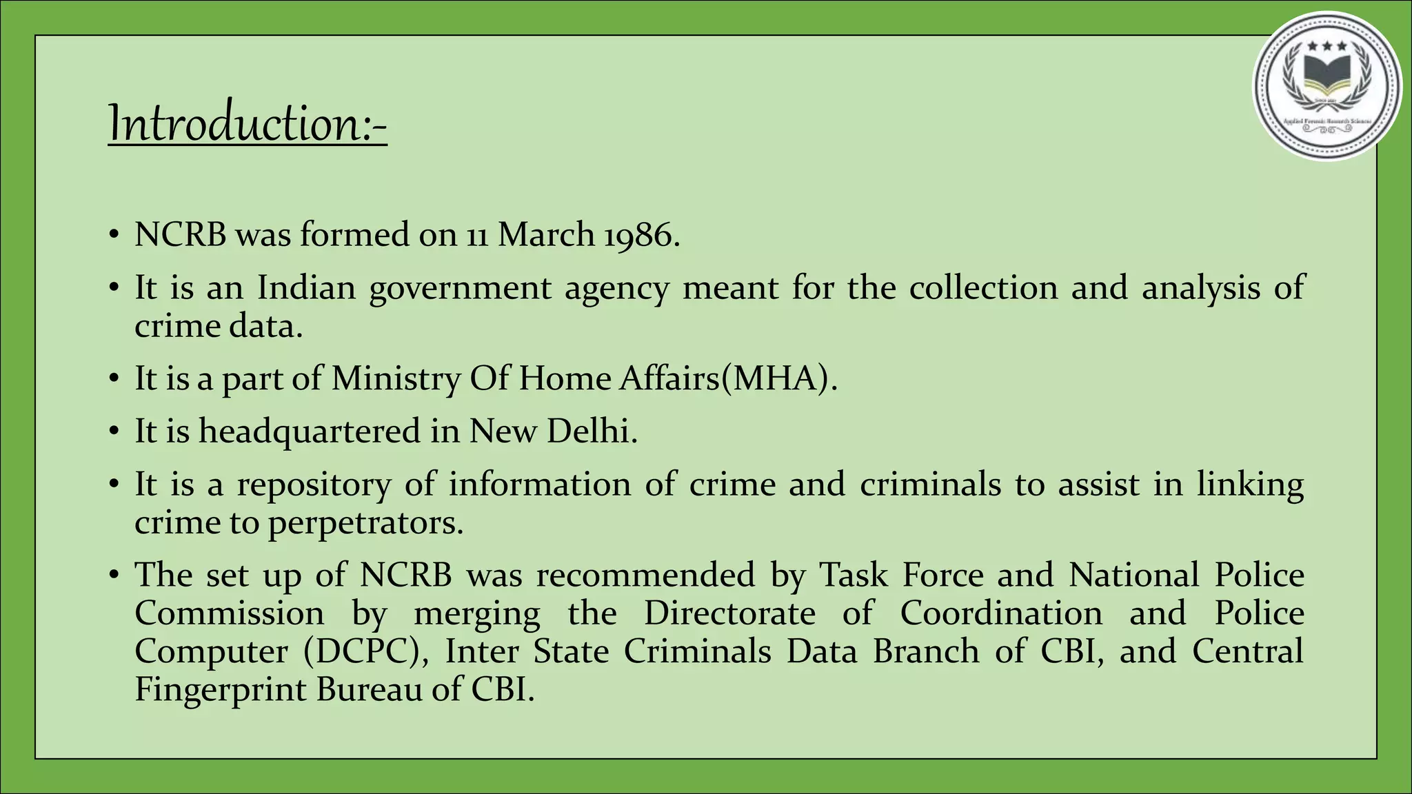 National Crime Record Bureau | PPTX