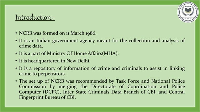 National Crime Record Bureau | PPTX | Databases | Computer Software and ...