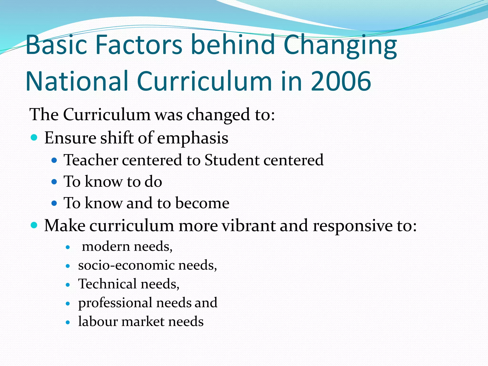 National curriculum 2006 revised | PPTX