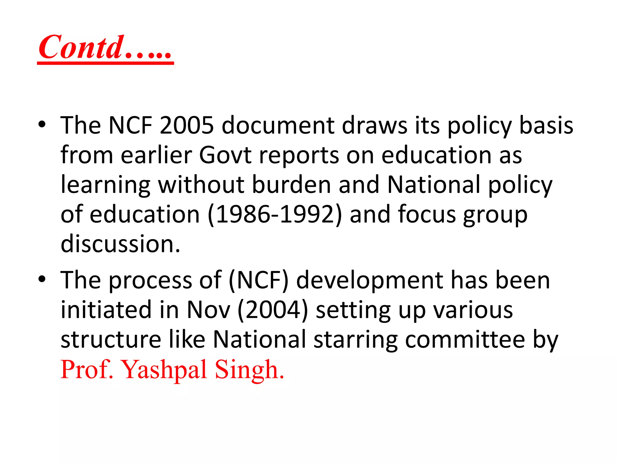 National curriculum framework(2005) | PPTX