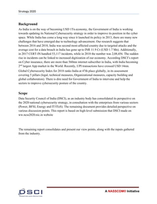 National Cyber Security Strategy 2020 Dsci Submission Pdf