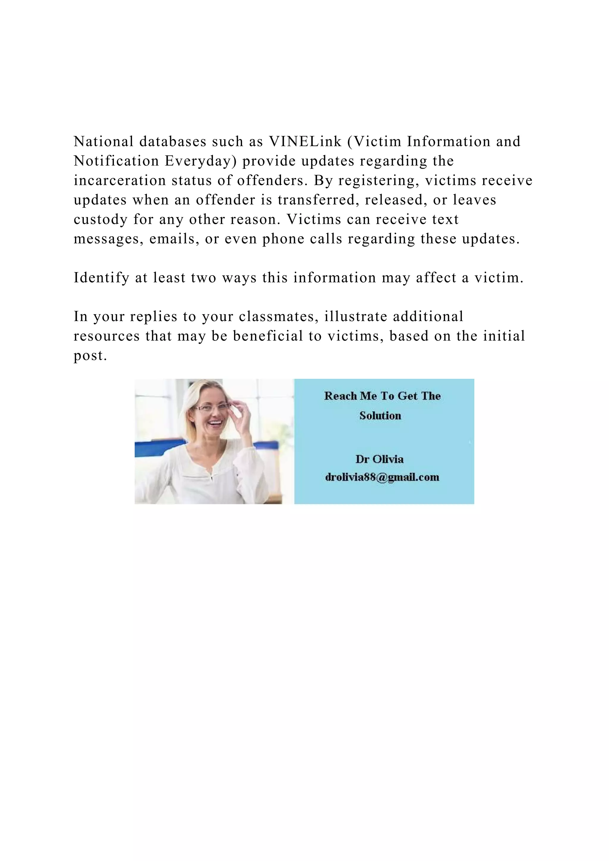 National databases such as VINELink (Victim Information and Noti.docx