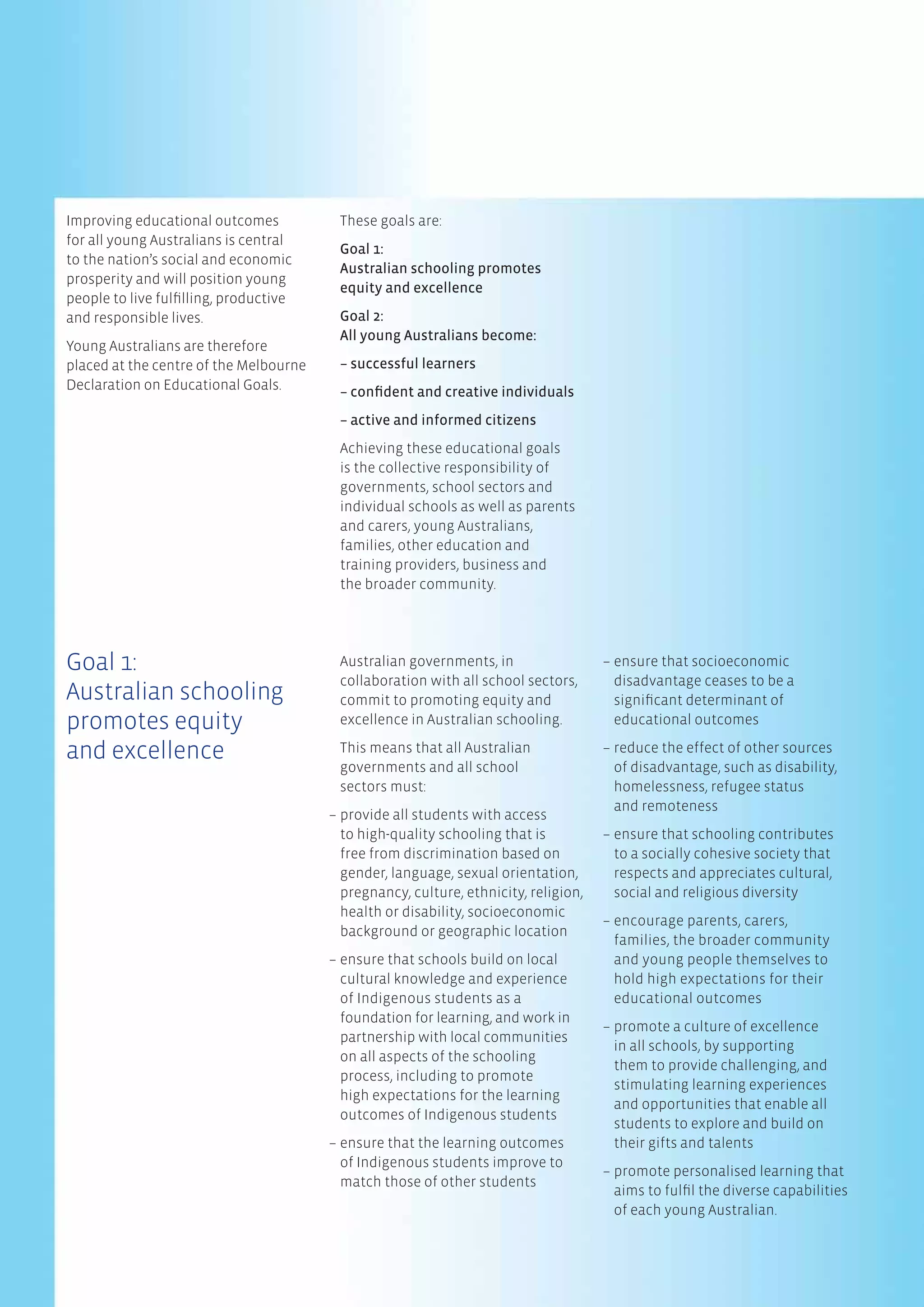 Declaration On Educational Goals For Young Australians - Career Education