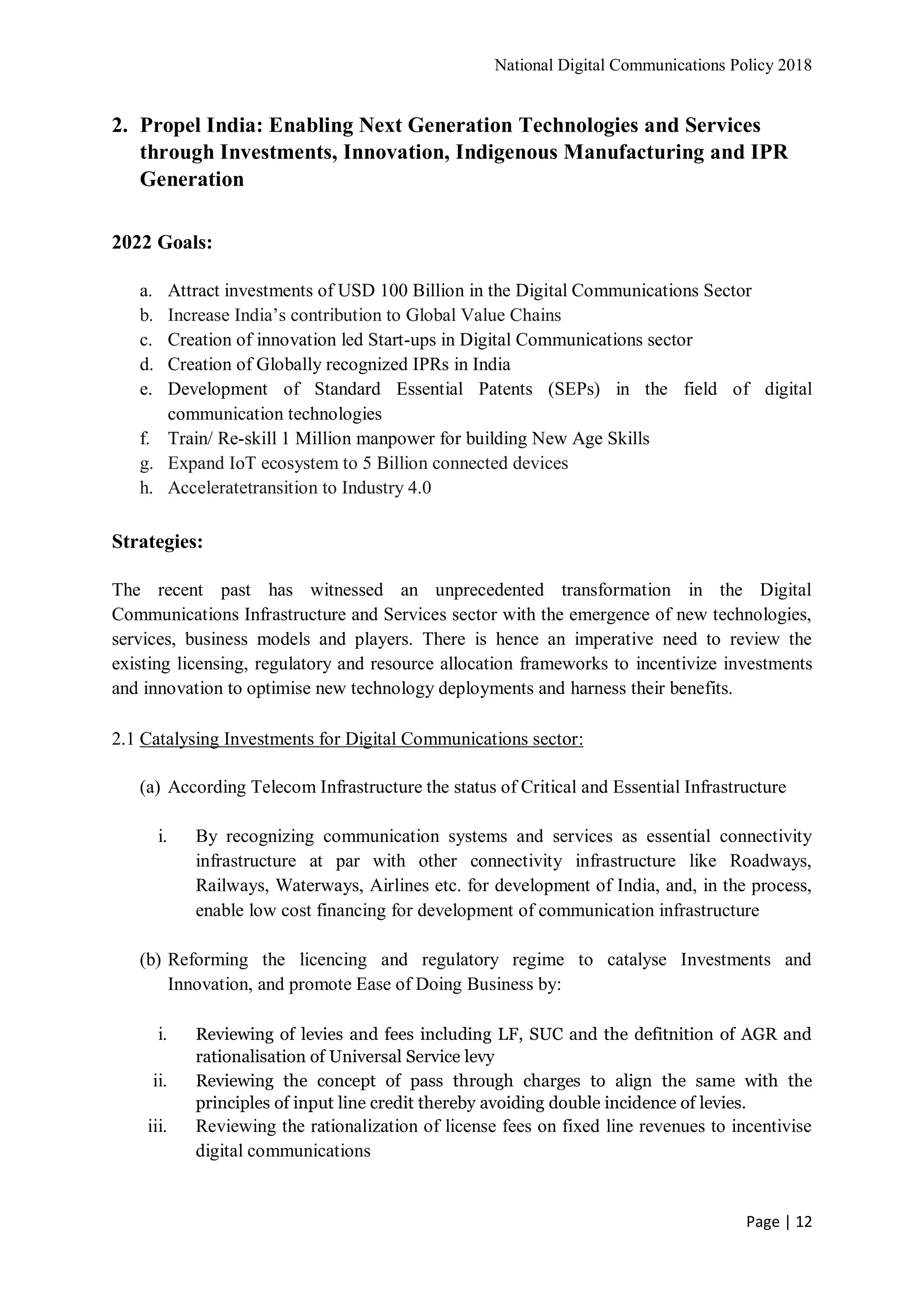 National digital communication policy 2018 | PDF