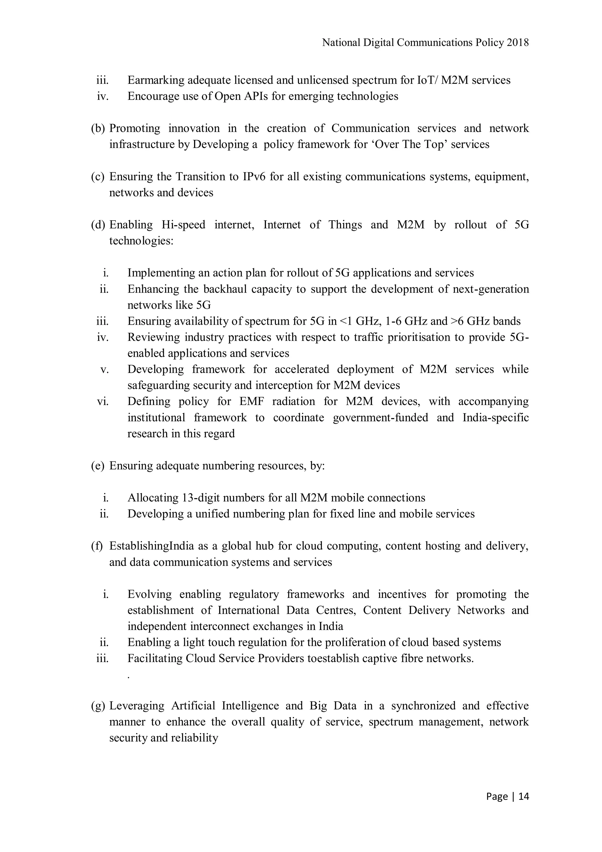 National digital communication policy 2018 | PDF