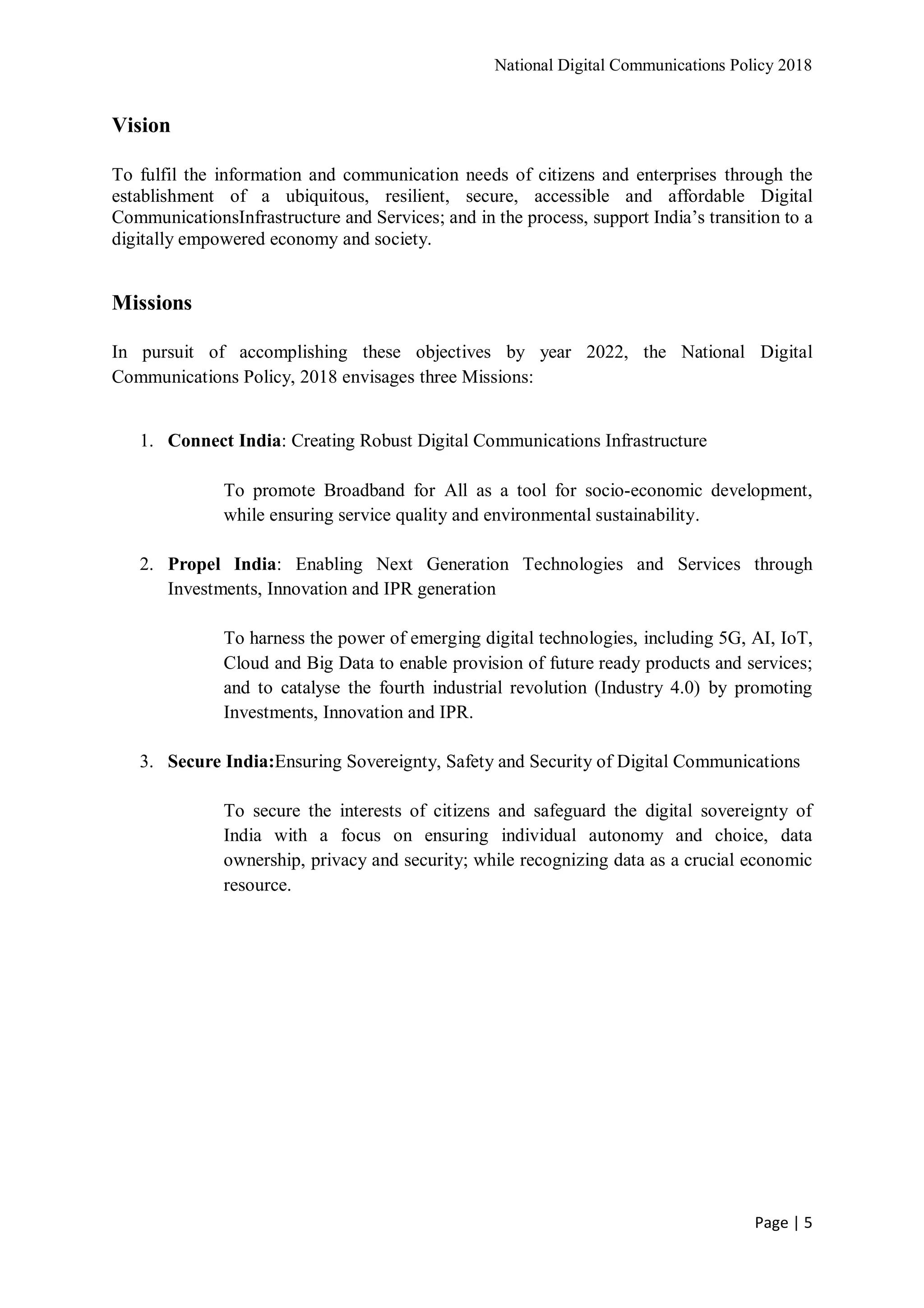 National digital communication policy 2018 | PDF