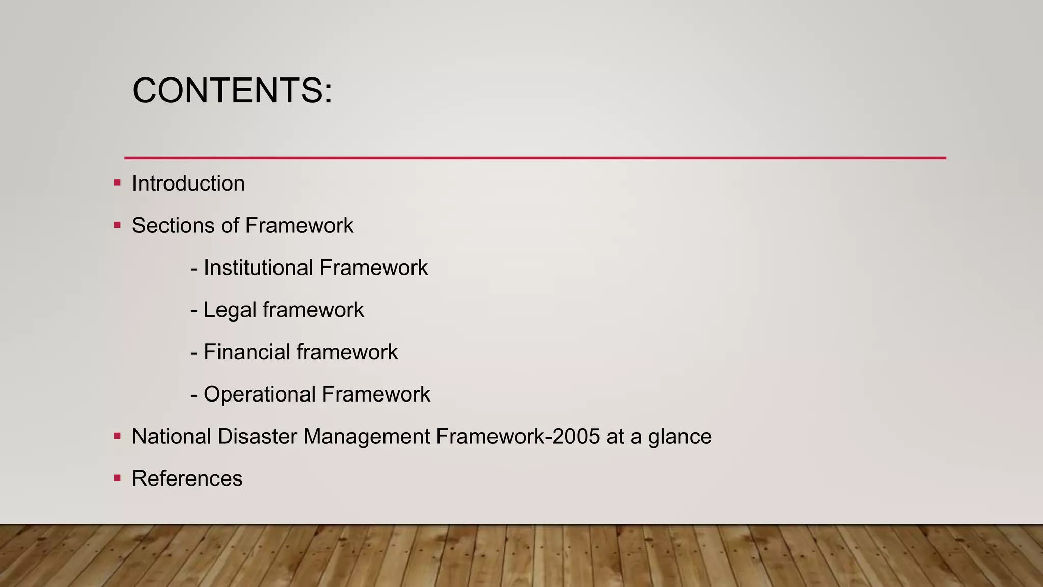 National disaster management framework 2005 | PPTX