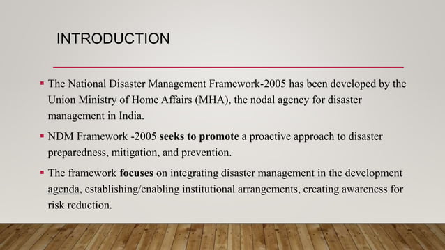 National disaster management framework 2005 | PPTX