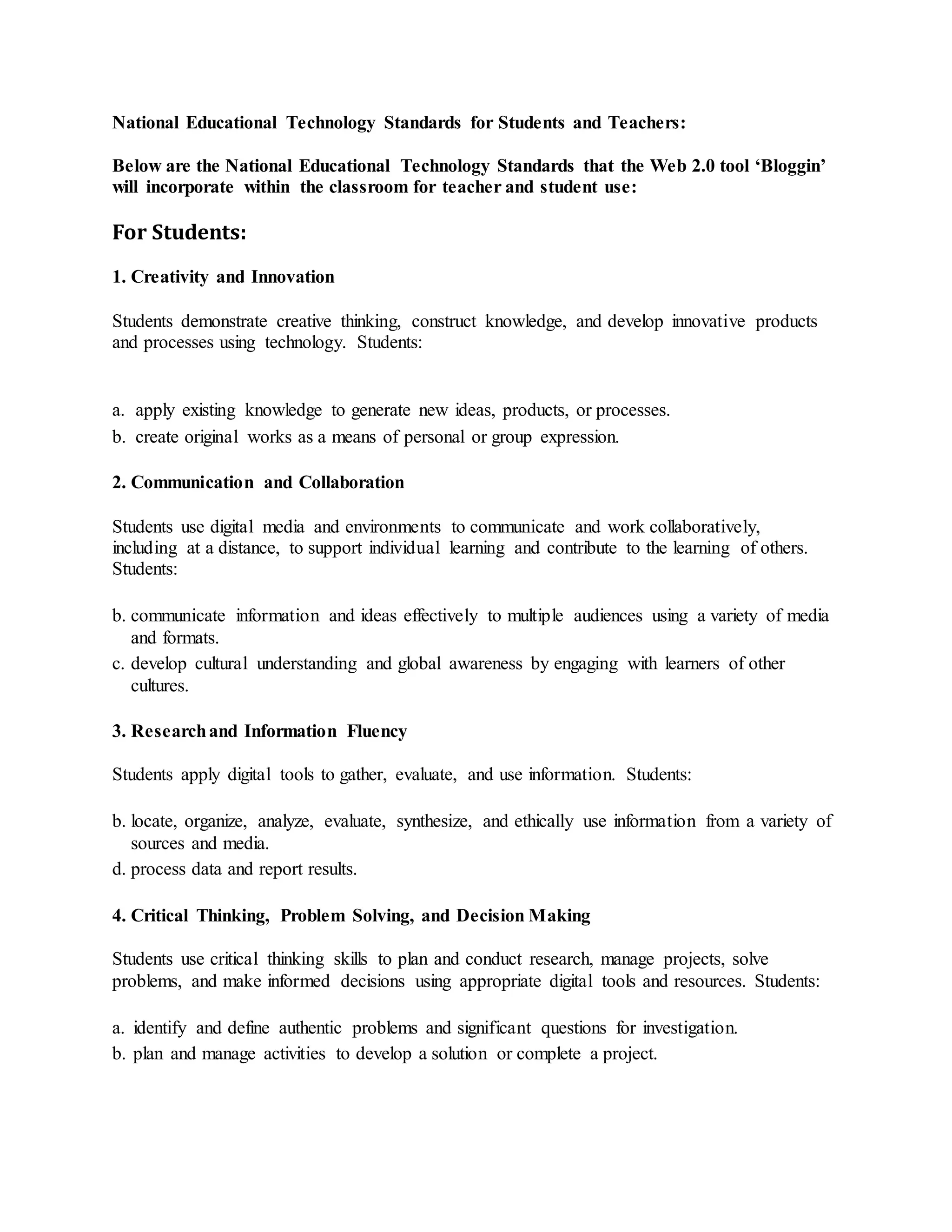 National educational technology standards for students and teachers web ...