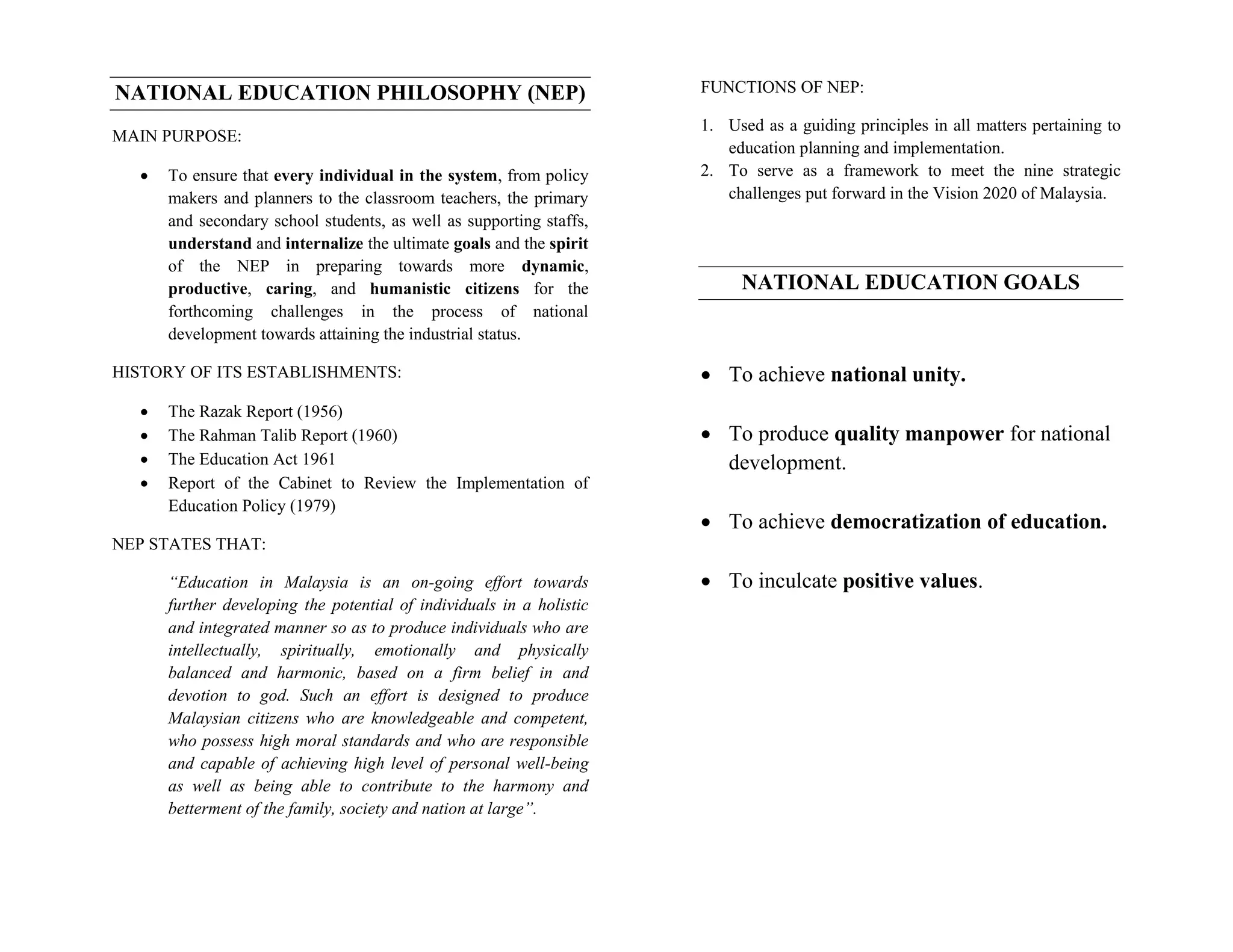 National education philosophy and goals (2) | PDF