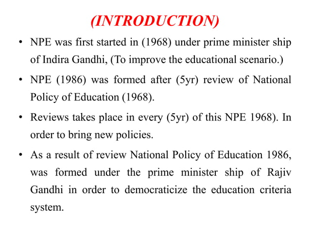 National education policy(1986) | PPT