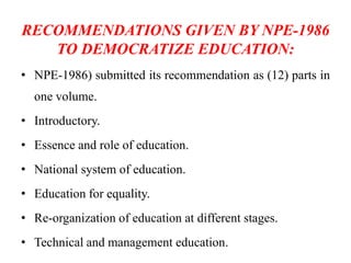 National education policy(1986) | PPTX