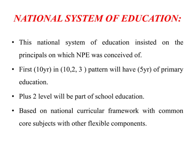 National education policy(1986) | PPTX | Education industry | Industries