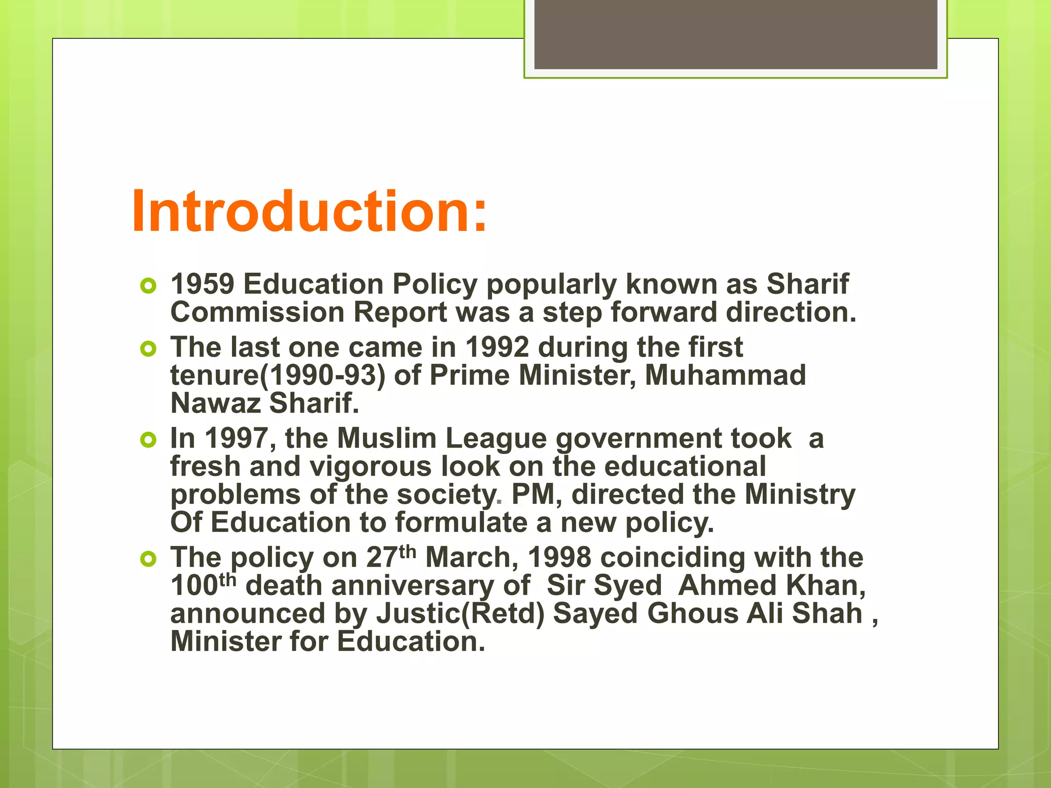 National education policy 1998 2010 | PPTX