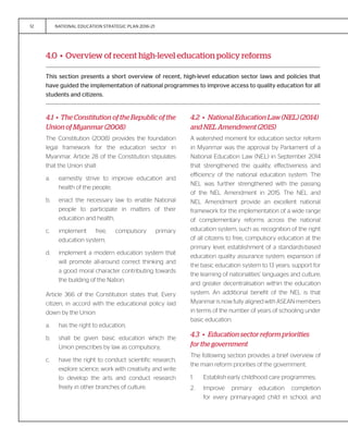 National Education Strategic plan 2016-21 Summary and Dr Thein Lwin ...
