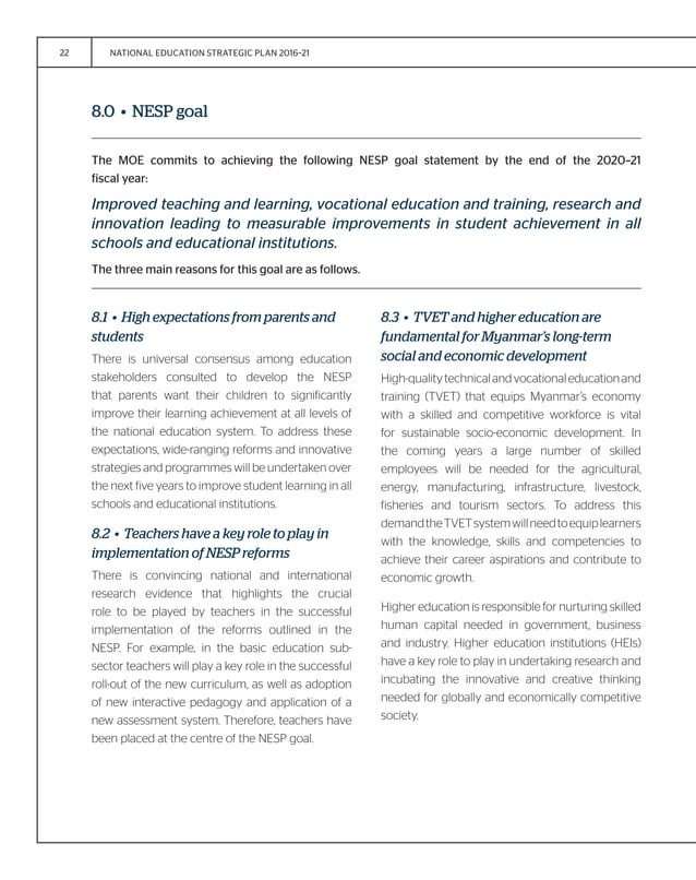 National Education Strategic plan 2016-21 Summary and Dr Thein Lwin ...