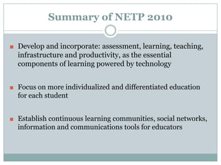 National education technology plan 5 2010 | PPTX