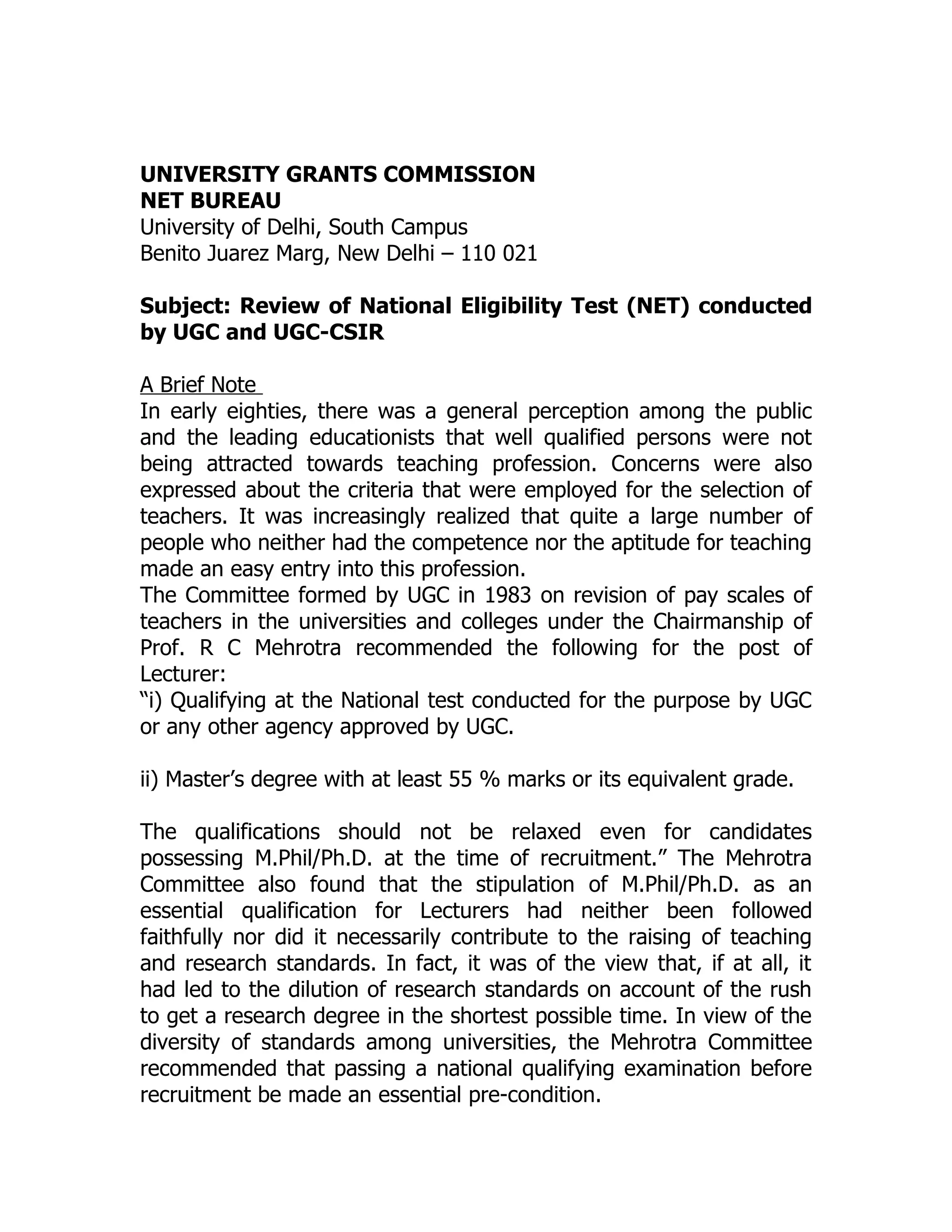 National Eligibility Test | DOC