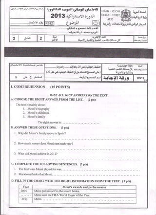 National Exam 2013 - Sciences & techs - 2nd session | PDF