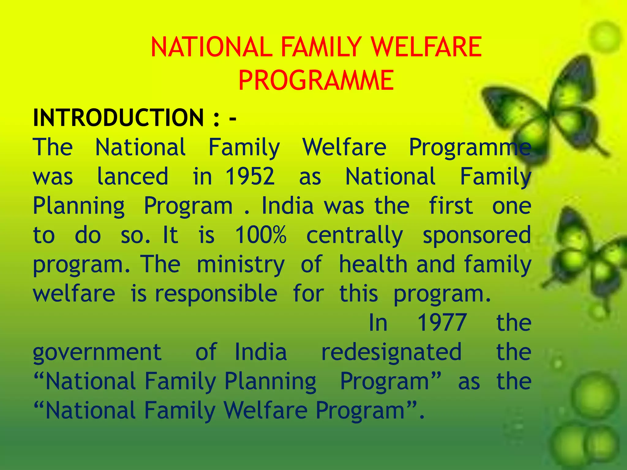 National family welfare programme (2) | PPTX