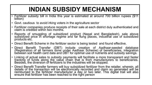 NATIONAL FERTILIZER SUBSIDY PLAN - A PROPOSAL | PPT
