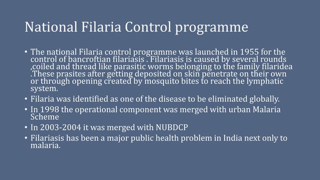 national Filaria control programme .pptx | Infectious Diseases ...